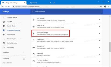 Enable Or Disable Bluetooth Device Permissions In Google Chrome
