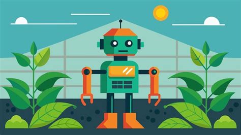 Premium Vector A Greenhouse Robot Equipped With Ai Technology Able To Analyze And Predict Crop