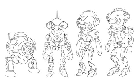 Premium Vector Collection Of Robots In Doodle Style Hand Drawn Robot Isolated On White