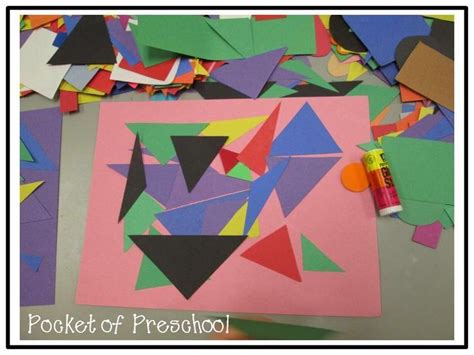 Shapes Part 1 Triangle Crafts Preschool Shape Triangle Art For