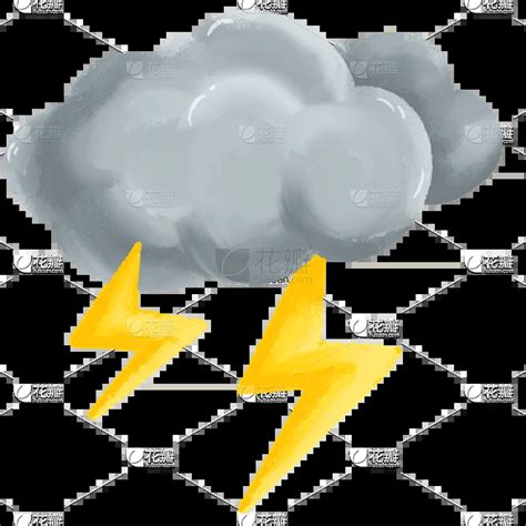 手绘 自然元素贴纸 打雷素材 花瓣网