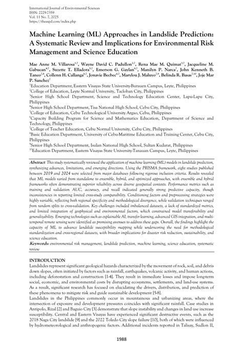 Pdf Machine Learning Ml Approaches In Landslide Prediction A Systematic Review And