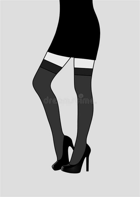 Beautiful Female Legs In Stockings And High Heeled Shoes Stock Vector