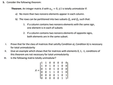 Solvedconsider The Following Theorem Theorem An Integer Matrix A