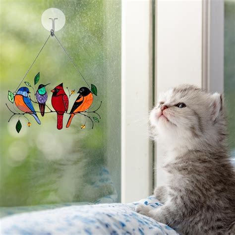 4 Birds 7 Birds Stained Glass Window Hangings Sta Vicedeal
