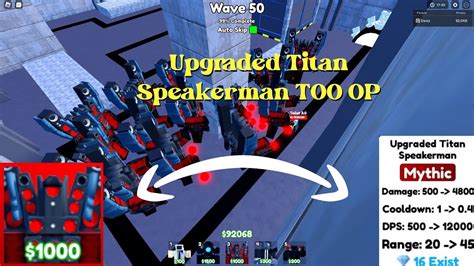 Roblox Toilet Tower Defense Episode 58 Update New Op Upgraded Titan Speakerman Showcase