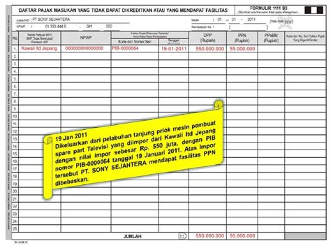 Contoh Pengisian Ppn Formulir 1111 Delinewstv