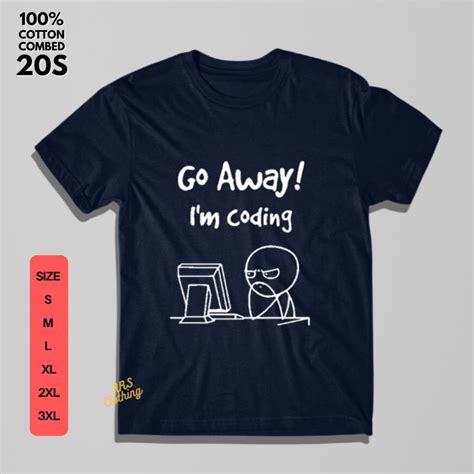 jual tshirt kaos combed 20s big size xxxl programmer go away i m coding