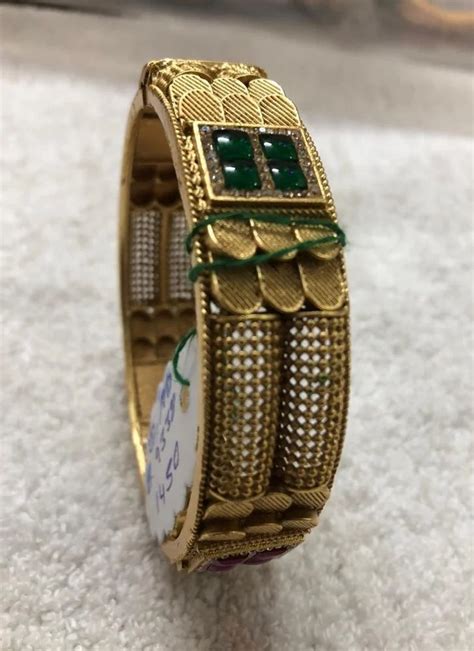 Golden 2 2 Inch Party Wear Gold Plated Brass Bangle Single Piece At Rs