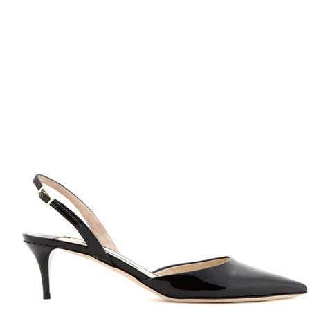 Lyst Jimmy Choo Tide Patent Leather Kitten Heel Sling Backs In Black