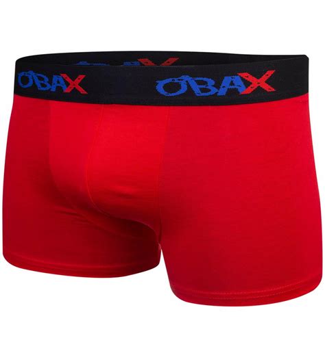 Obax Bokserki MĘskie Majtki Underwear 3p Czarne Czerwone Szare