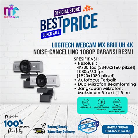Jual Logitech Webcam Mx Brio Uhd 4k Noise Cancelling 1080p Garansi
