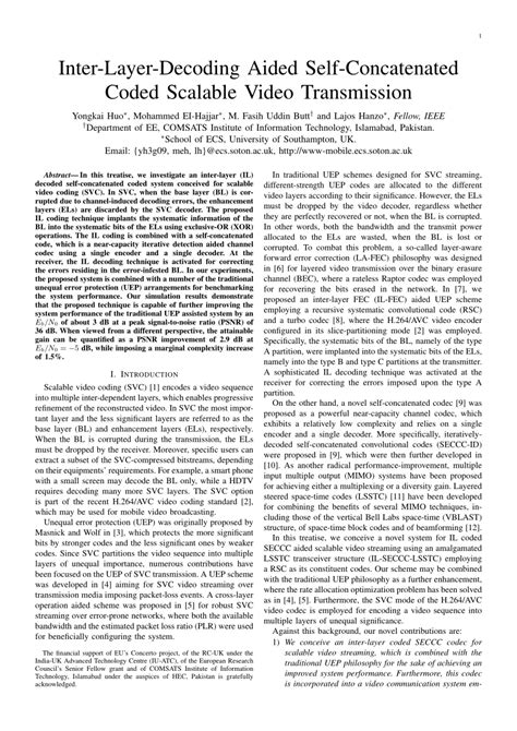 Pdf Inter Layer Decoding Aided Self Concatenated Coded Scalable Video Transmission