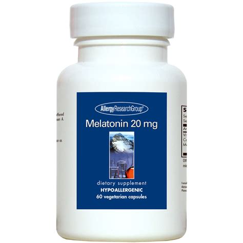 Melatonin 20 mg 60 vcaps by Allergy Research Group - Clinical Nutrition ...
