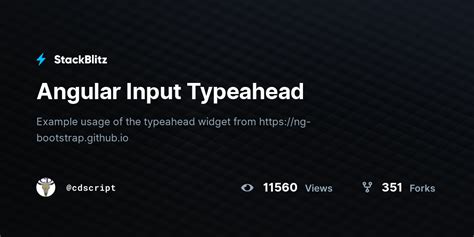 Angular Input Typeahead Stackblitz