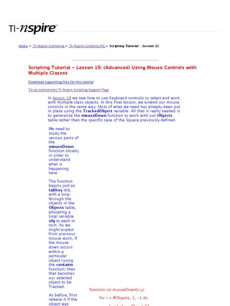 Scripting Tutorial Lesson 15 Advanced Using Mouse Controls With Multiple Classes Pdf
