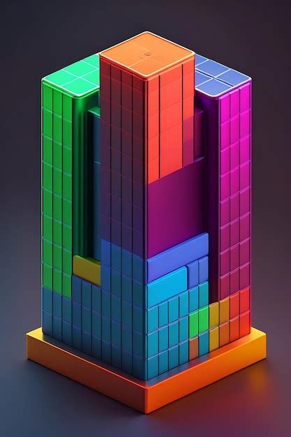 Premium Ai Image Abstract Tetris City Building Colorful Blocks Of