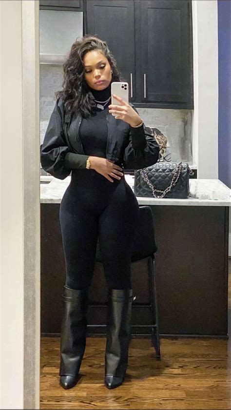 Briana All Black Chic Outfit Baddie Winter Outfits Black Women Classy All Black Boujee Outfits