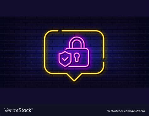 Security Lock Line Icon Cyber Defence Shield Sign Vector Image