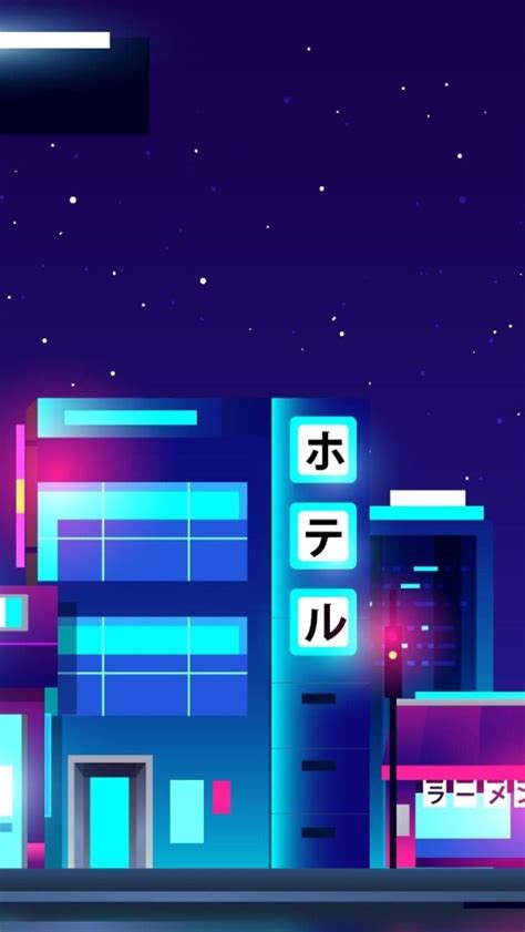 Neon Dreams In A Futuristic Anime Cityscape Backiee