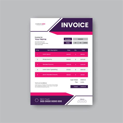 Modern Creative Bill Form Or Invoice Design Template Vector Art At Vecteezy