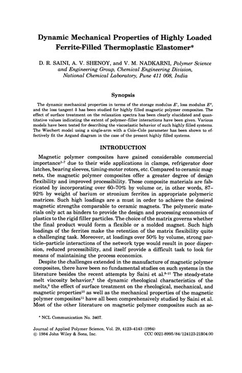 PDF Dynamic Mechanical Properties Of Highly Loaded Ferritefilled