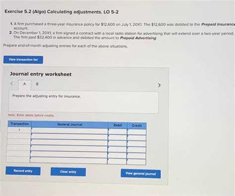 solved exercise 5 2 algo calculating adjustments lo 5 2