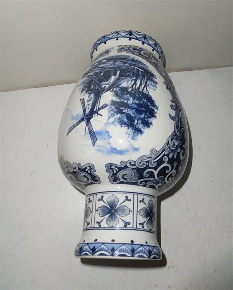 Delfts Porcelain Vase T Delfts Bleau The Netherlands Vintage Etsy Canada