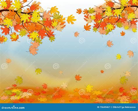 Fondo Del Otoño Con Las Hojas De Arce Coloridas Ilustración del Vector