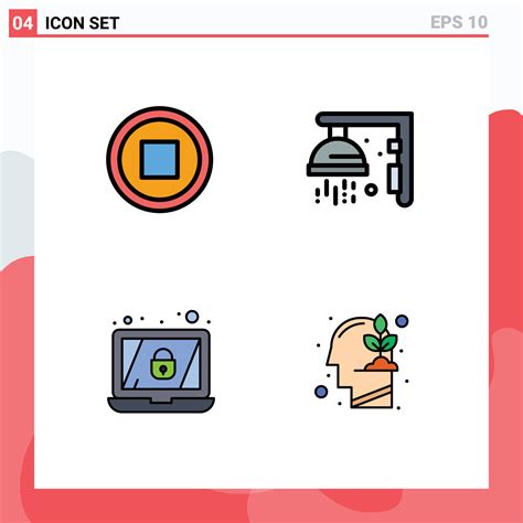 User Interface Pack Of 4 Basic Filledline Flat Colors Of Basic Lock Fitness Sport Investment