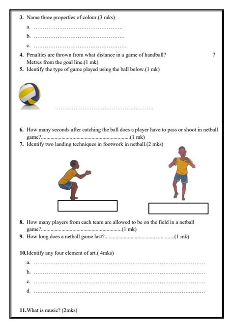 grade 8 creative arts and sports mid term 1 exam 2024 set 1 2107