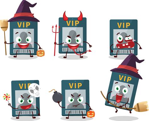 Halloween Expression Emoticons With Cartoon Character Of Vip Card