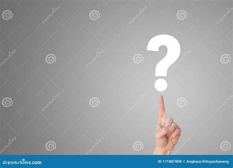 Female Hand Finger Pointing At White Question Mark Icon Symbol Stock Photo Image Of Community