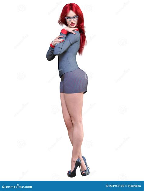 Woman Red Hair Office Secretary Stock Illustration Illustration Of