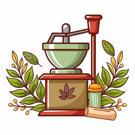 Hierbas Medicinales Con Una Herramienta De Cocina Vector Premium