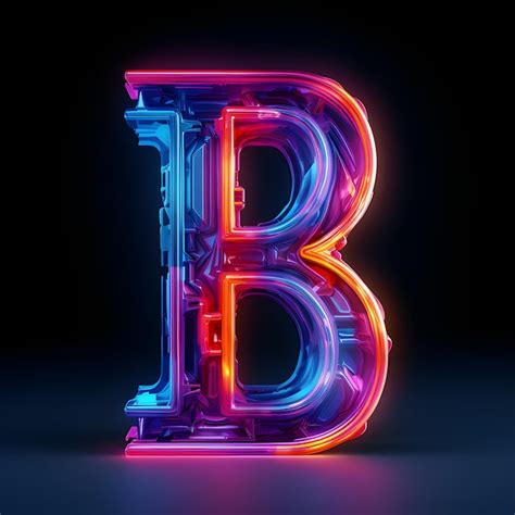 Premium Photo Neon Lights Realistic B Letter On Black Background