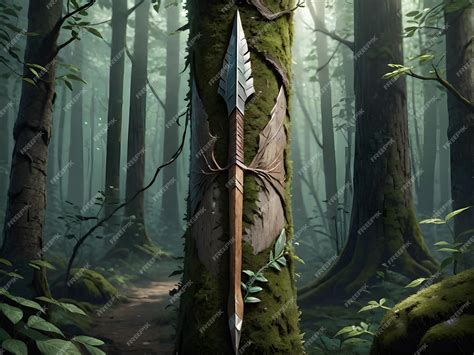 premium ai image background of arrows hanging on a tree and arrows