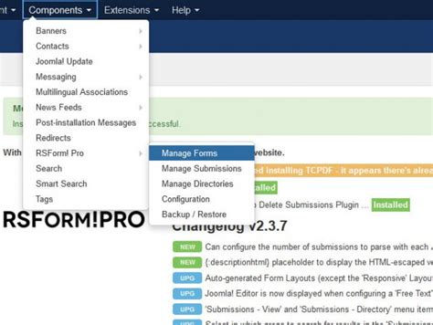 RSForm Pro Performing A New Installation