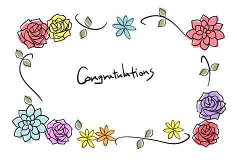 結婚祝い報告はがきテンプレートお花飾り枠congratulationsダウンロード