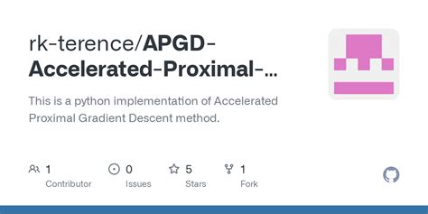 Github Rk Terenceapgd Accelerated Proximal Gradient Descent Method