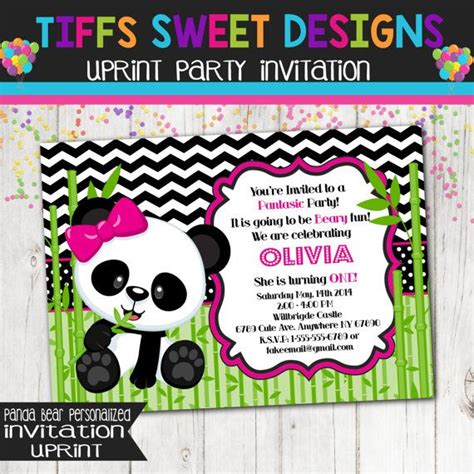 Panda Bear Invitation Panda Invitation Birthday Invitation Custom Printable Panda