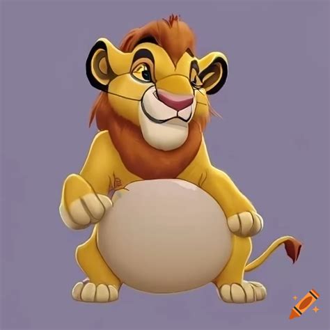 Funny Depiction Of Simba With A Big Belly On Craiyon