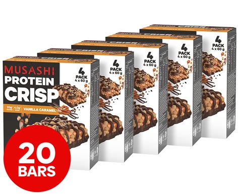 X Pk Musashi Protein Crisp Bar Vanilla Caramel G Catch Au