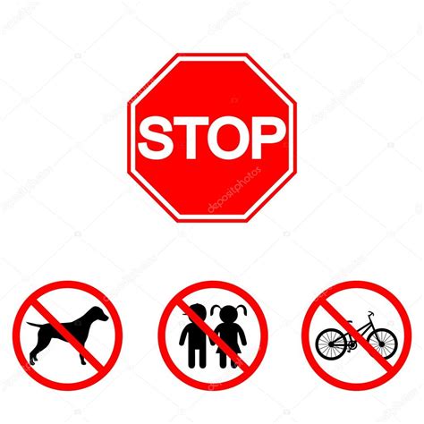 Signos De Prohibición Set Vector Ilustración Animales Niños