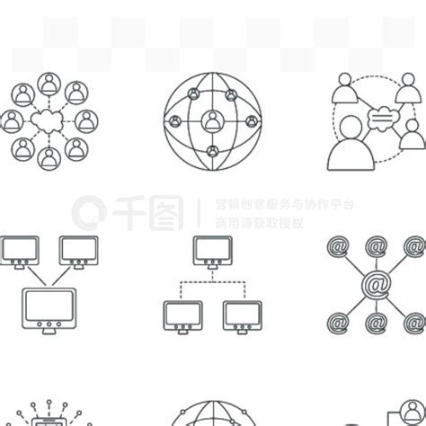 大纲免抠元素 全球互联网图标集用于 web 的 9 个全球互联网矢量图标的概要说明全球互联网图标集大纲样式 模板免费下载 eps格式
