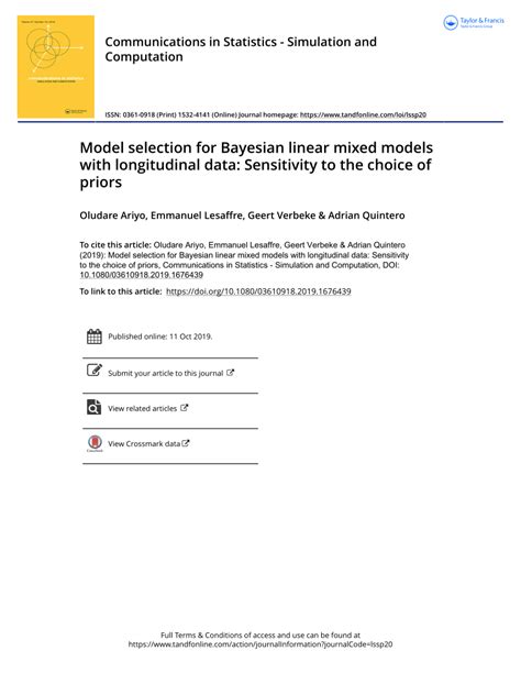 Pdf Bayesian Linear Mixed Models With Longitudinal Data Sensitivity