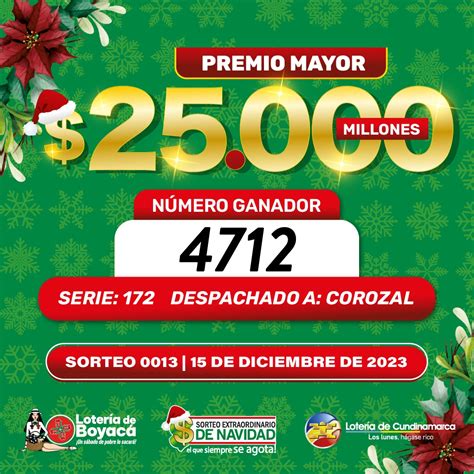 PREMIO MAYOR DEL SORTEO EXTRAORDINARIO DE NAVIDAD LOTERÍA DE BOYACÁ