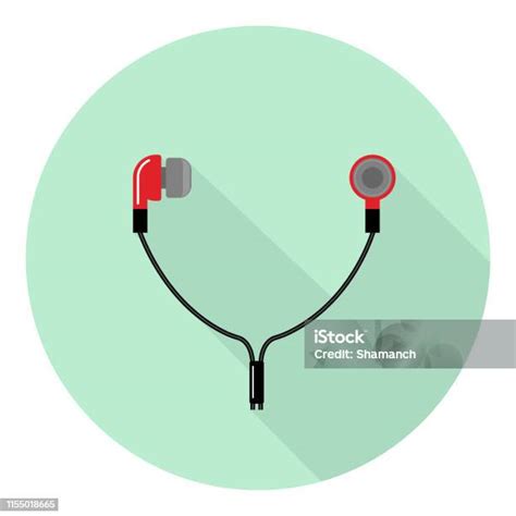 녹색 배경에 스마트 폰을 위한 플랫 레드 헤드폰 아이콘의 벡터 이미지 개인 장식품에 대한 스톡 벡터 아트 및 기타 이미지 개인 장식품 검은색 녹음 장비 Istock