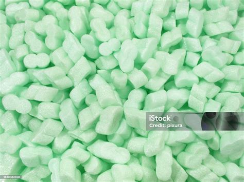 Styrofoam Flakes Background Packaging Material From Expanded