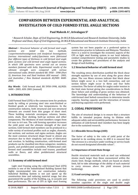 Irjet Comparision Between Experimental And Analytical Investigation Of